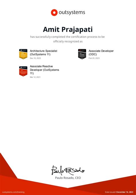 Certification Outsystems Amit Prajapati
