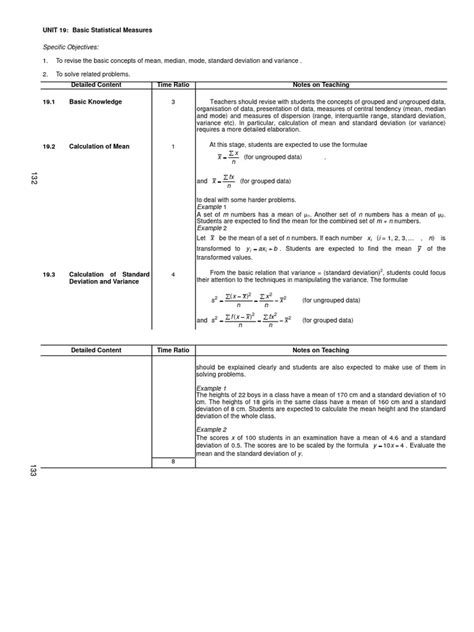 Unit 42 Basic Statistical Measures Download Free Pdf Mean Variance