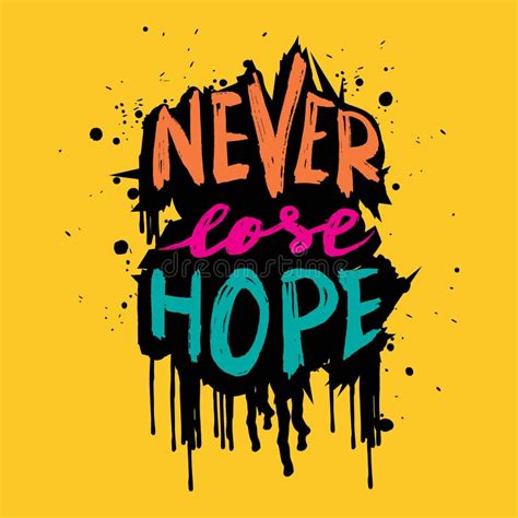 Never Lose Hope Inspirational Quote Hand Drawn Lettering Stock Vector