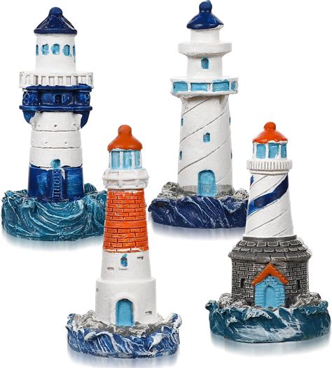 Bllremipsur 2 Pcs Mini Lighthouse Decor Wooden Miniature