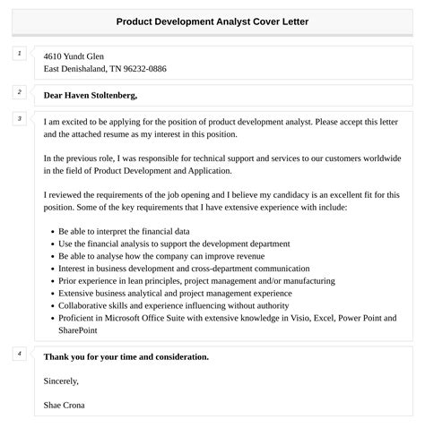 Product Development Analyst Cover Letter Velvet Jobs