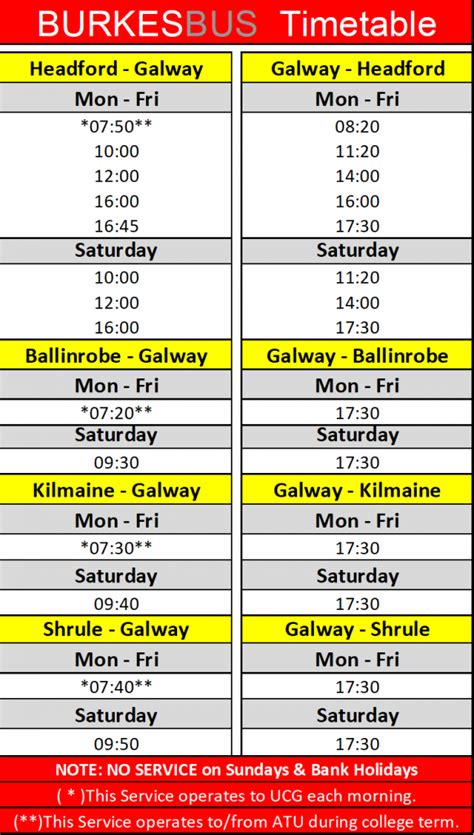 Timetables Overview Mobile Burkes Bus
