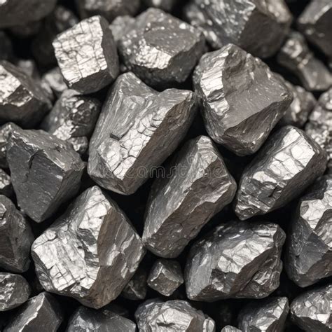 Shiny Platinum Ore Nuggets In Natural Light Mineral Mining Concept