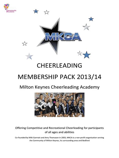 Fillable Online Mkcheerleadingacademy Co Cheerleading Membership Pack