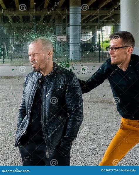 Nerd Attacks A Shaven Headed Bandit And Smashes A Bottle On His Head A