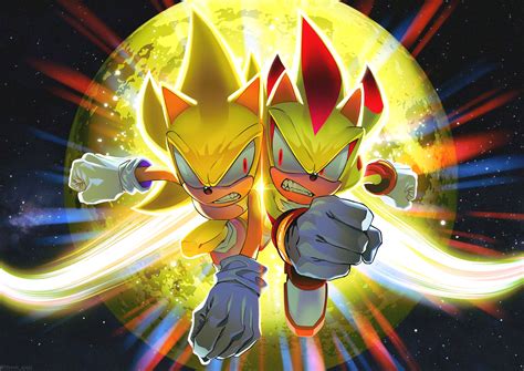 Sonic The Hedgehog Shadow The Hedgehog Super Sonic And Super Shadow Sonic Drawn By Hyeon