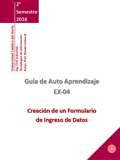 Guia Ex04 Generar Un Formulario De Ingreso De Datos Pdf Microsoft Excel Macro Informática