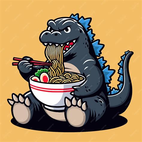 Godzilla Cute Cartoon Illustration Premium Vector