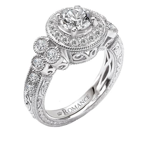 Antique Style Engagement Ring Romance Collection 18k White Gold