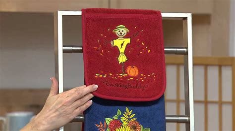 Cooking Buddy Embroidered Harvest Towel And Pot Holder By Campanelli With