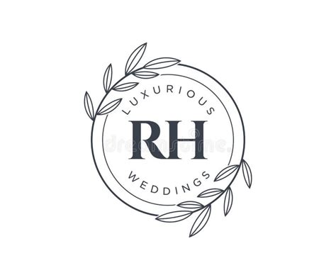 Rh Initials Letter Wedding Monogram Logos Template Hand Drawn Modern Minimalistic And Floral