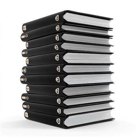 Stack Of Black File Isolated On White Background Premium Ai Generated Image