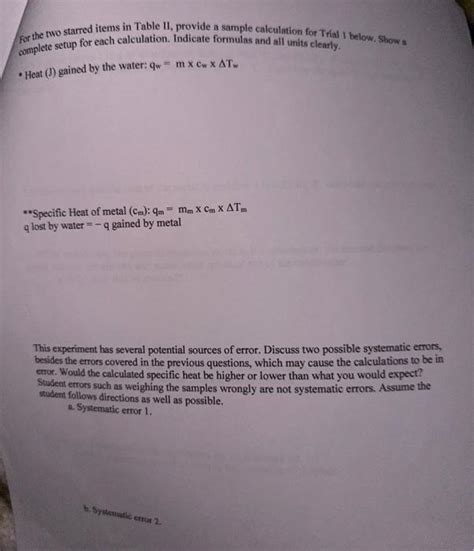 Solved You Will Calculate The Specific Heat Constant Of A