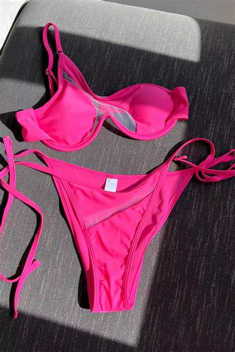 Maia Pink Cutout Straps Bikini Krzno