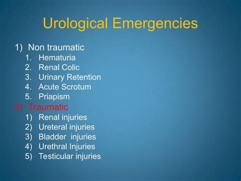 Urology Emergency Classification Case And Work Up Ppt