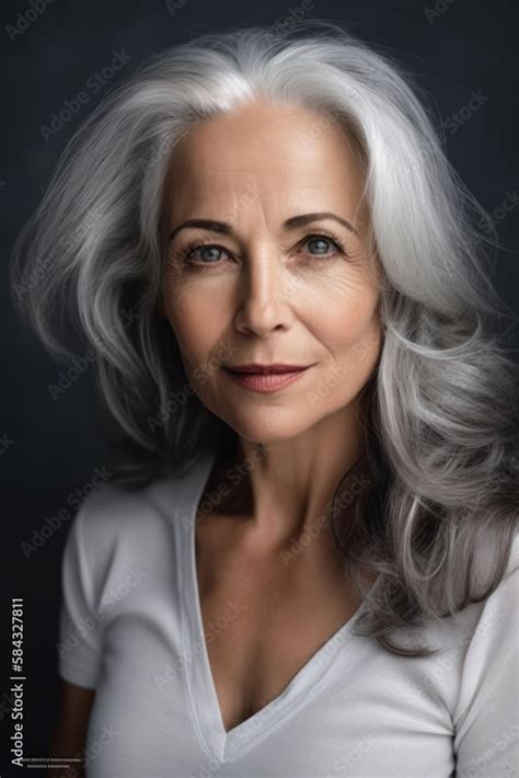 Alluring Older Woman Hot Fox Grey Hair And White Shirt Posing Portrait Top Selection Meet Actor