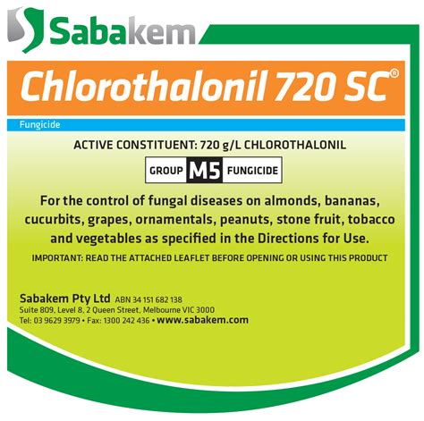 Chlorothalonil 720 Sc Sabakem
