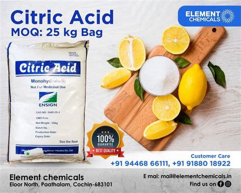 Citric Acid Packaging Type Bag Packaging Size 25 Kg At ₹ 71kg In Kochi