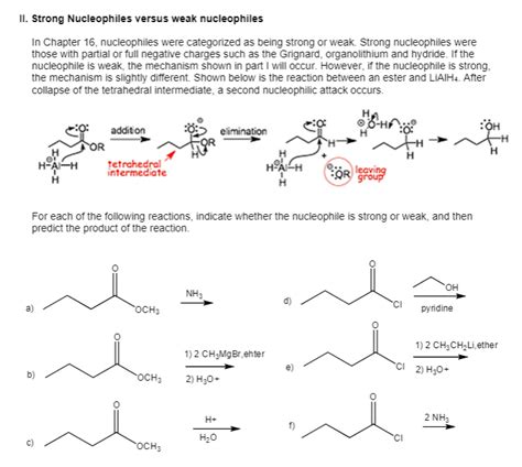 Solved Ii Strong Nucleophiles Versus Weak Nucleophiles In