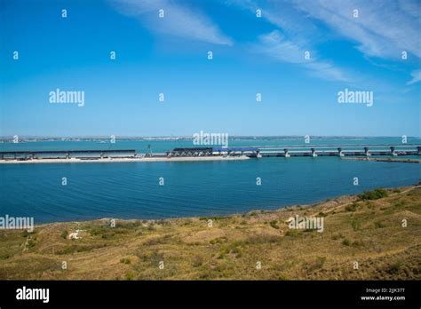The Kerch Strait Bridge Construction Crimean Bridge Also Called Kerch Strait Bridge Or Kerch