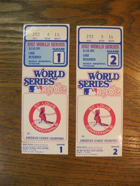1982 World Series Program Cardinals Vs Brewers And Ticket Stubs For