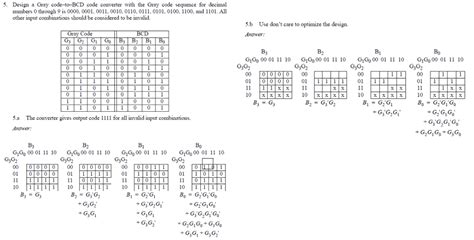 Solved 5 Design A Gray Code To Bcd Code Converter With The
