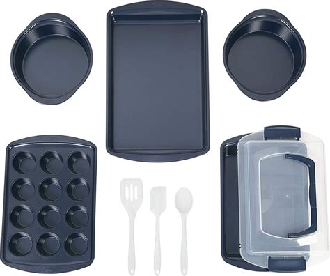 Navy Blue Baking Set With Utensils 9 Piece Cake Decor And Baking Supplies