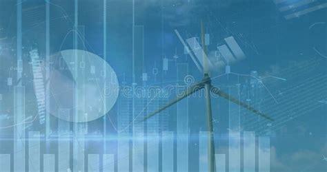 Image Of Graphs And Financial Data Over Wind Turbine Stock Image Image Of Energy Economy