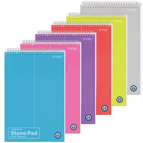 Steno Pads Spiral 6 Pack 6 X 9 80 Sheets White Paper