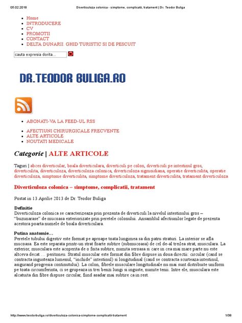 Diverticuloza Colonica Simptome Complicatii Tratament Dr Teodor