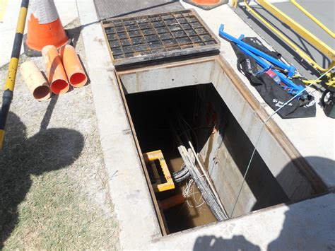Open Pit For Telecommunication Workers Confined Spaces And Work At