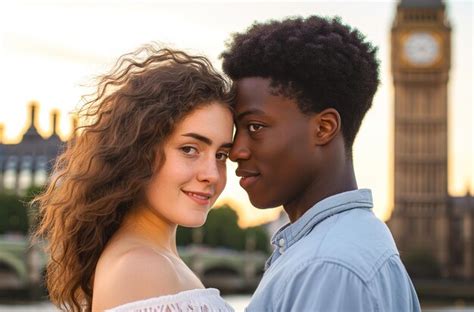 Young Interracial Couple In London Premium Ai Generated Image