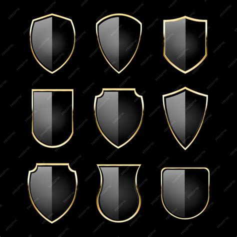 Premium Vector Luxury Golden Black Shield Badges And Labels Retro