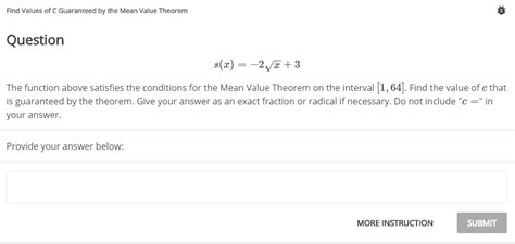 Solved Find Values Of C Guaranteed By The Mean Value Theorem Chegg Com