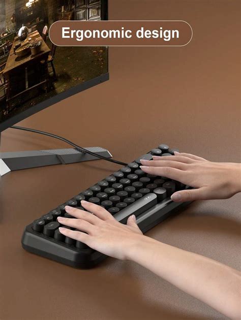 Magegee Ts91 60 Round Keycaps Wired Keyboard 68 Keys Rgb Backlight Small Portable Office