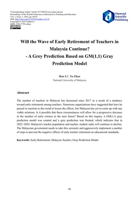 Pdf Will The Wave Of Early Retirement Of Teachers In Malaysia
