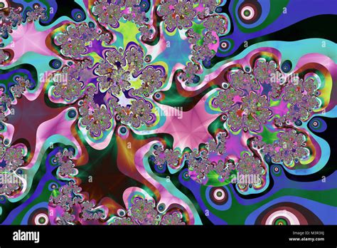 illustration of a beautiful colored drawing of fractal structures stock