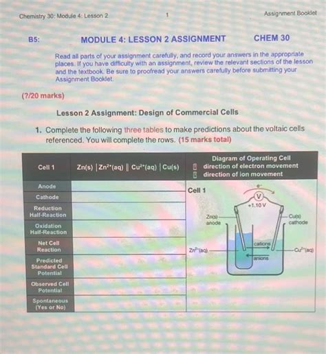 Solved Chemistry 30 Module 4 Lesson 2 Assignment Booklet