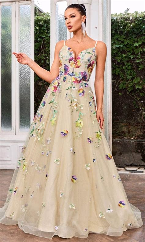 Jadore Dresses J24046 Floral Deep V Neck Evening Gown In 2024