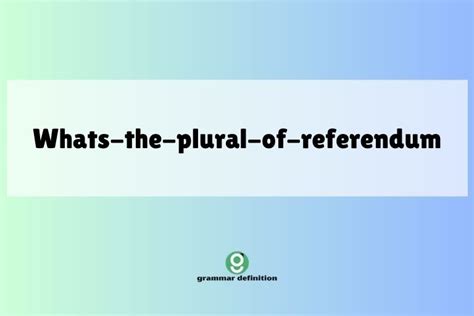 Referendums Or Referenda Mastering The Plural Form Grammar Definition