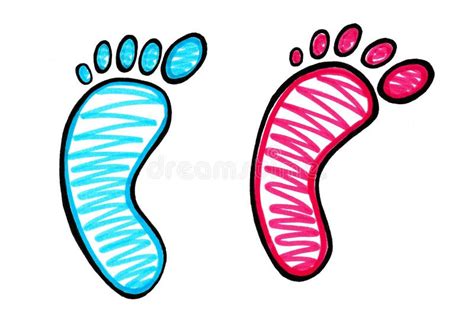 Feet Foot Isolated On White Background Black Outline Filled With Blue
