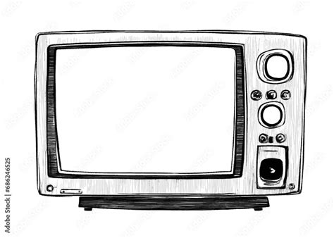 Ink Sketch Drawing Illustration An Isolated Classic Old Retro Vintage