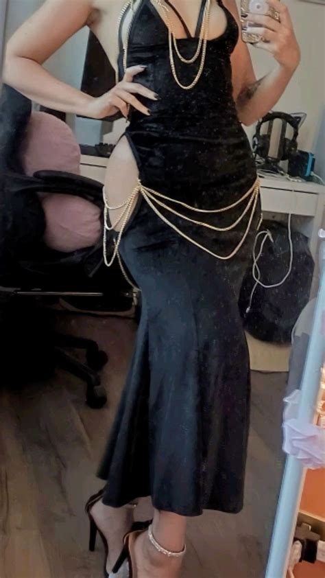 Black Albedo Backless Cosplay Dress Skintight Clothes Body Chain