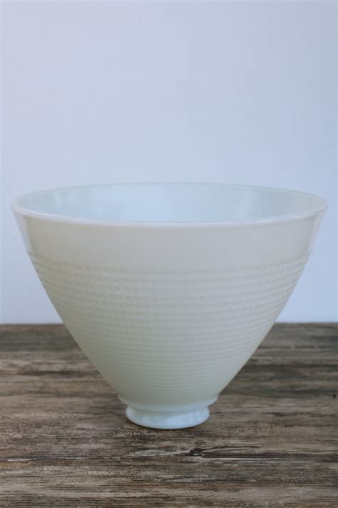 Vintage White Milk Glass Diffuser Shade Waffle Pattern Reflector Or
