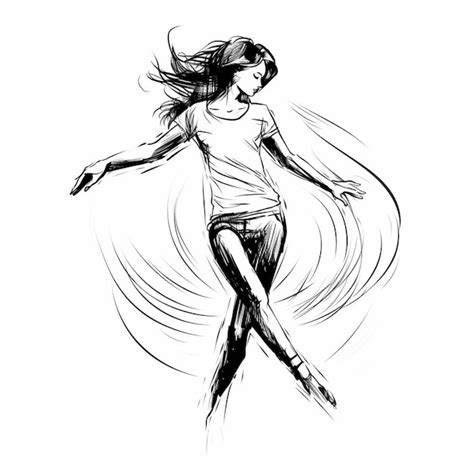 Premium Ai Image Dancing Woman Sketch Illustration