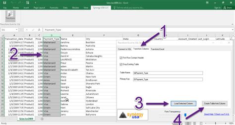 Synergy Transform Excel To Sql Server