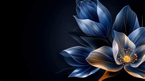 Glowing Floral Patterns On A Black Background Premium Ai Generated Image