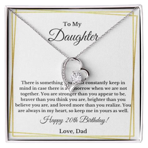 Daughters 20th Birthday Necklace T From Dad With Message Card To