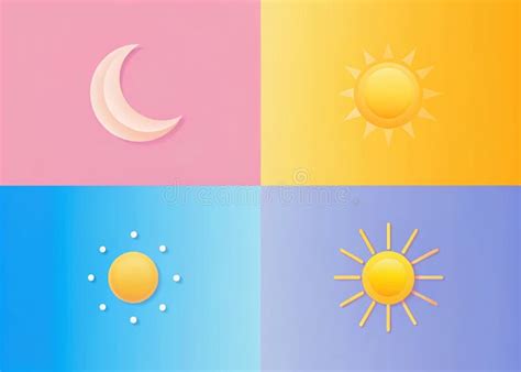 Simple And Elegant Daily Time Icons Sunrise Noon Sunset And Night For