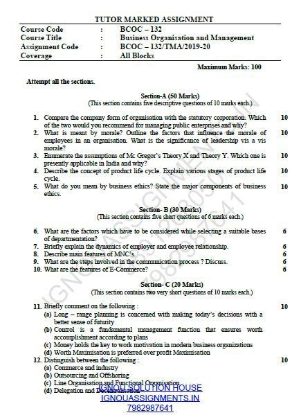 Ignou Bcoc 132 Solved Assignment 2019 20 English Medium Ignou Solved